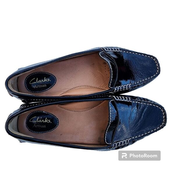 Clarks | Shoes | Clarks Artisan Black Patent Leather Loafers Womens Sz ...